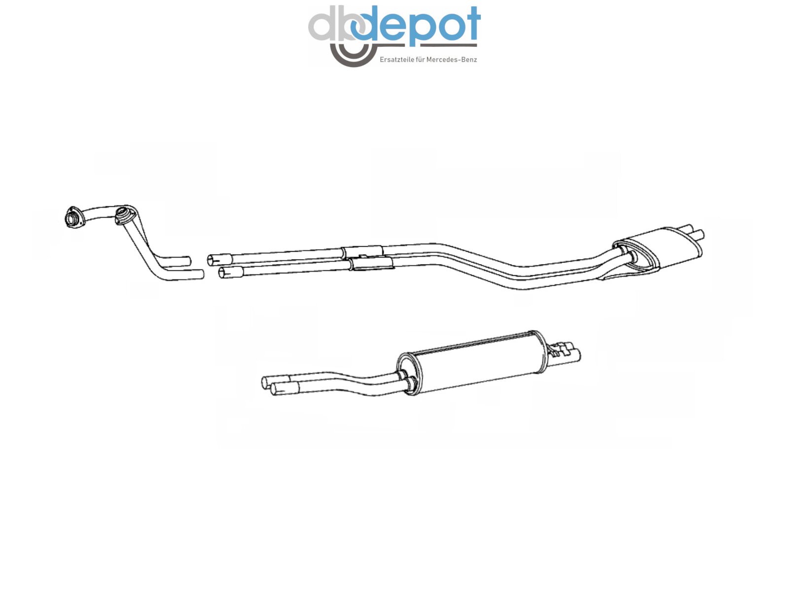 Exhaust system stainless steel for Mercedes W114 280E C