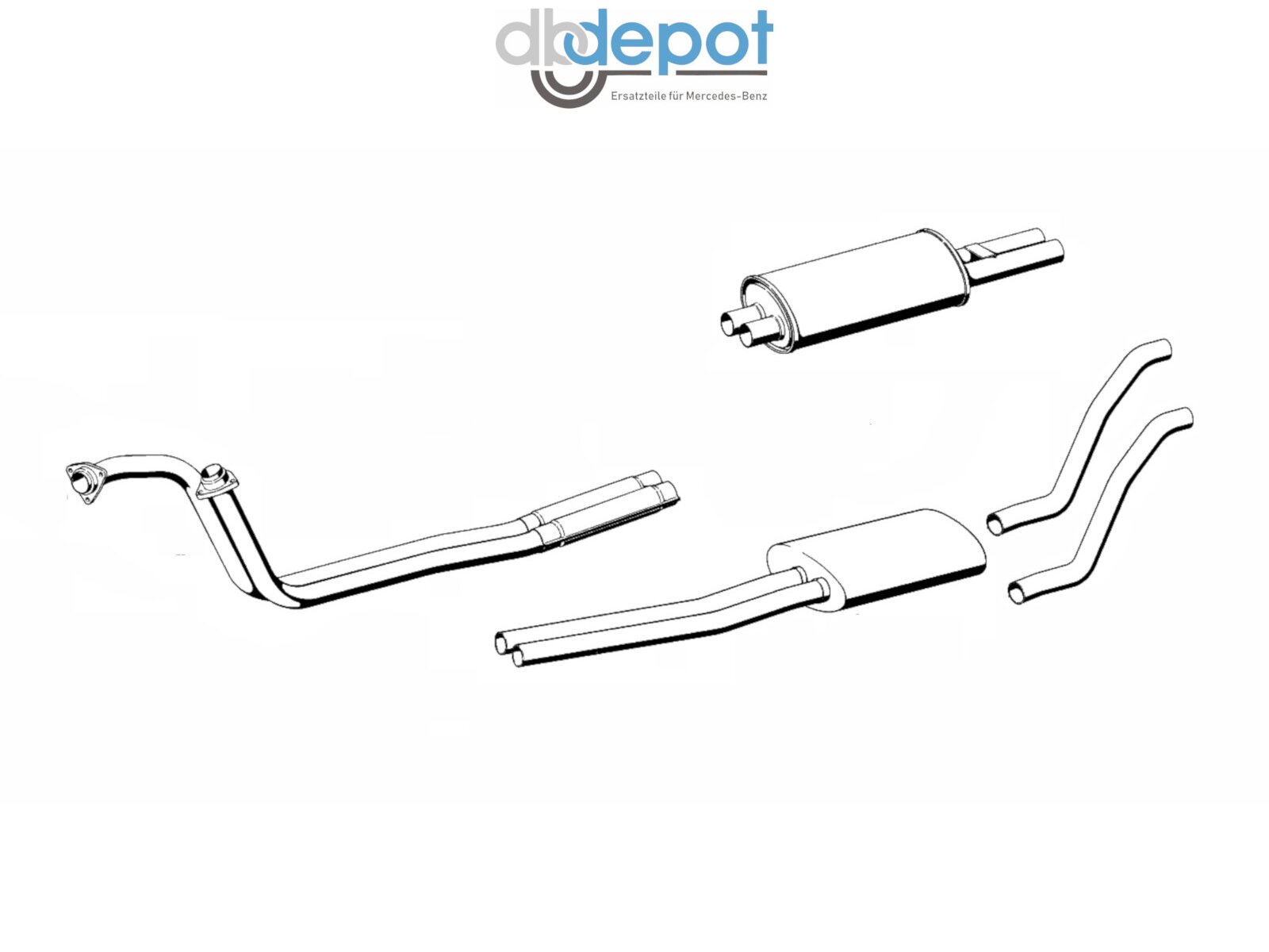 Exhaust system stainless steel for Mercedes W113 Pagoda